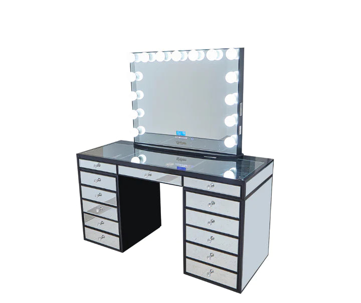 Eva Mirrored Hollywood Makeup Vanity Station – Queen Vanity Outlet