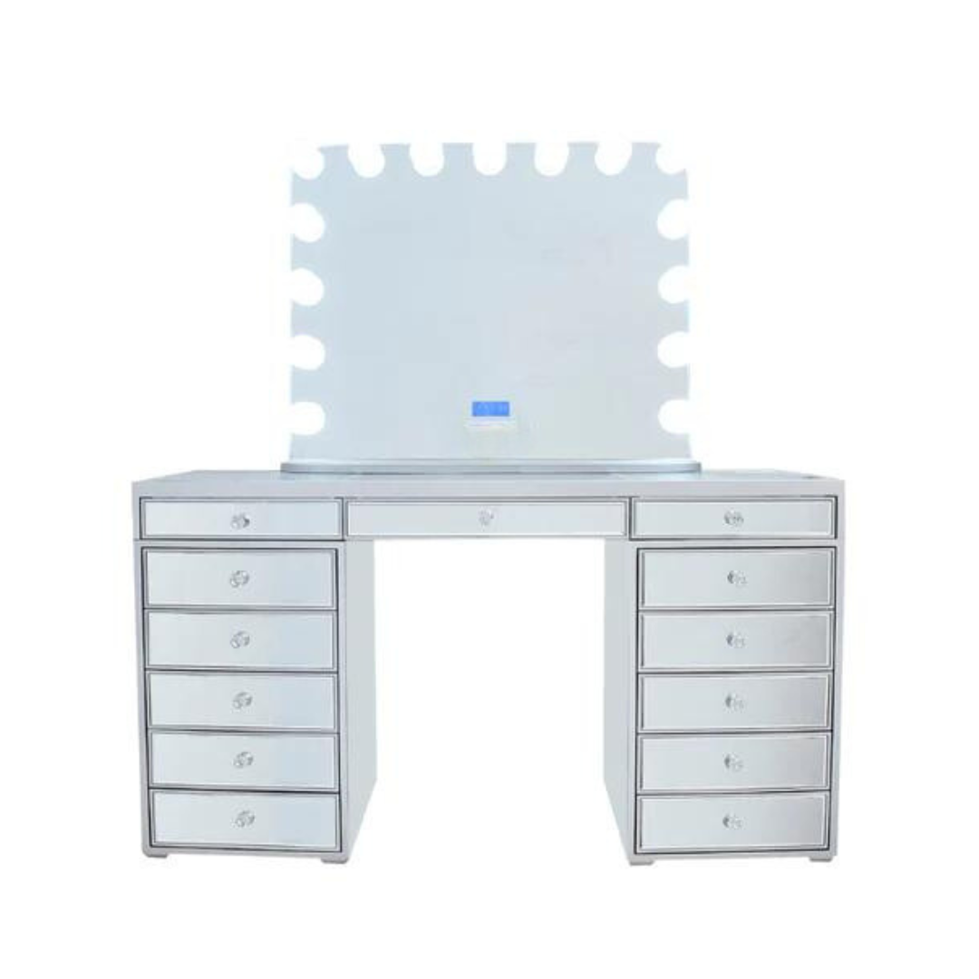 Natalia Mirrored Hollywood Makeup Vanity Station – Queen Vanity Outlet